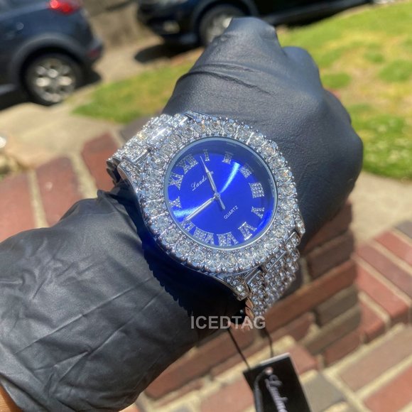 Laudmen | Accessories | Iced Bling Out Premium Heavy Metal Royal Blue ...